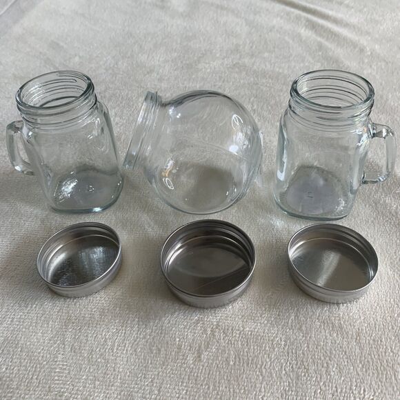Unbranded | Kitchen | 3 Mini Glass Mason Jars Slanted Cookie Jar Candy ...
